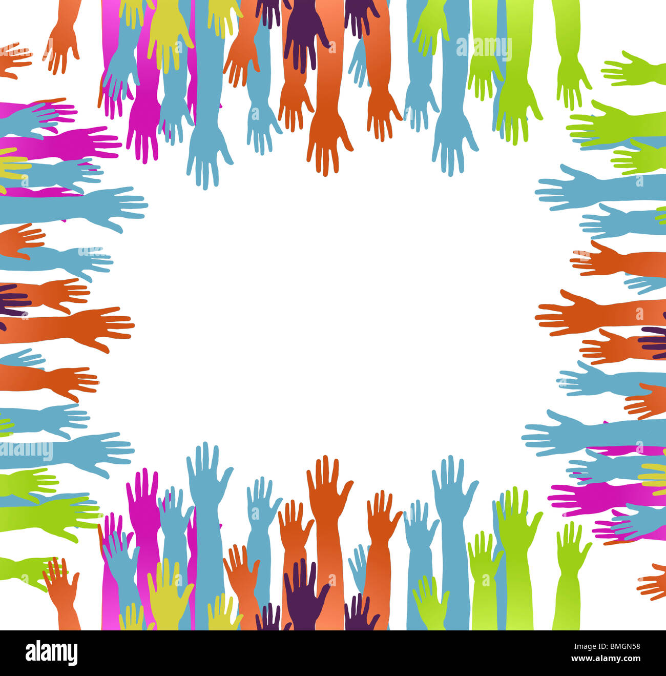 Lots of hands up, at a party. Isolated Stock Photo - Alamy
