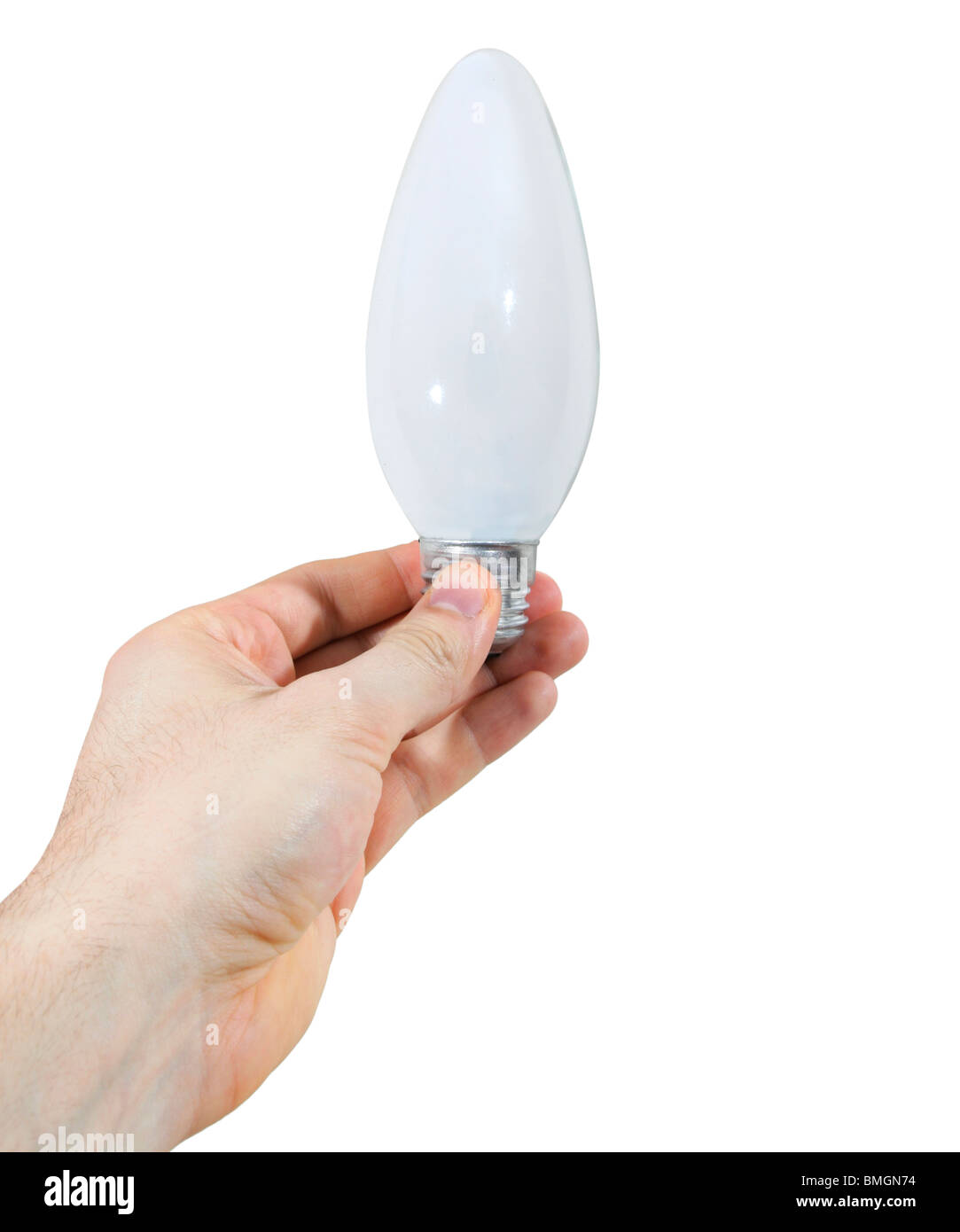 White bulb in a man's hand Stock Photo - Alamy