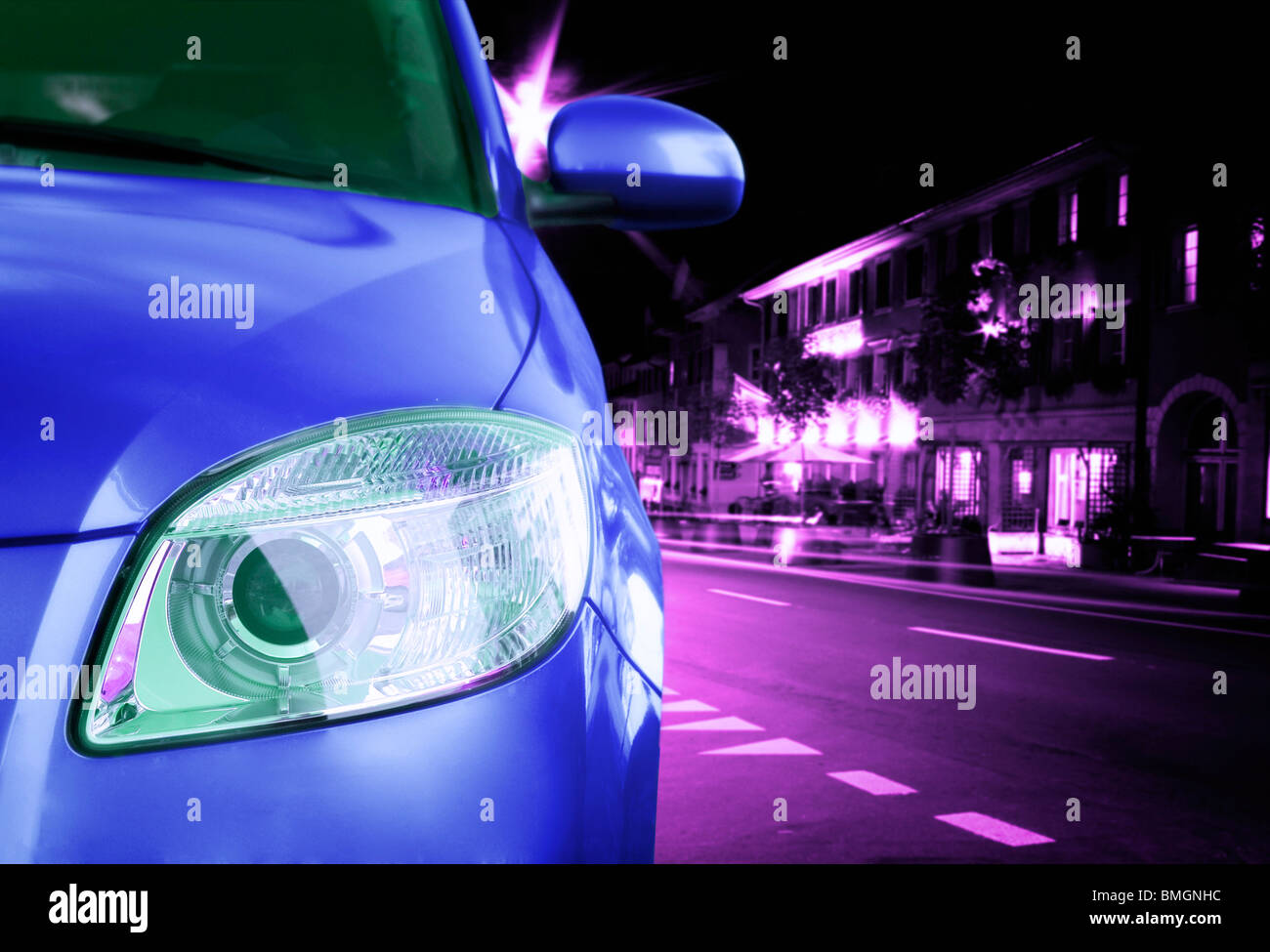 Great Car - Front side, half. On the road Stock Photo - Alamy