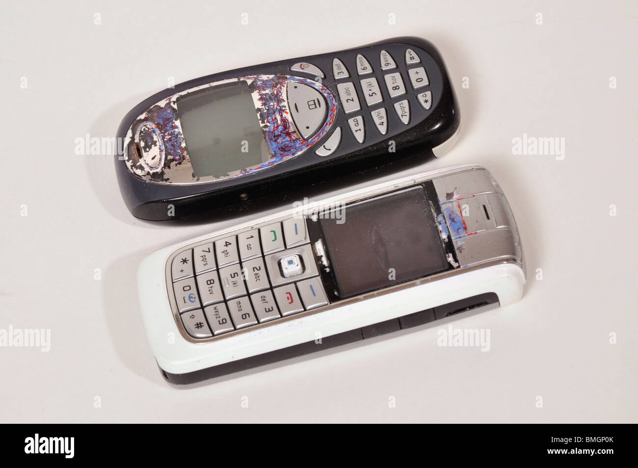 Old cell phones used Stock Photo - Alamy