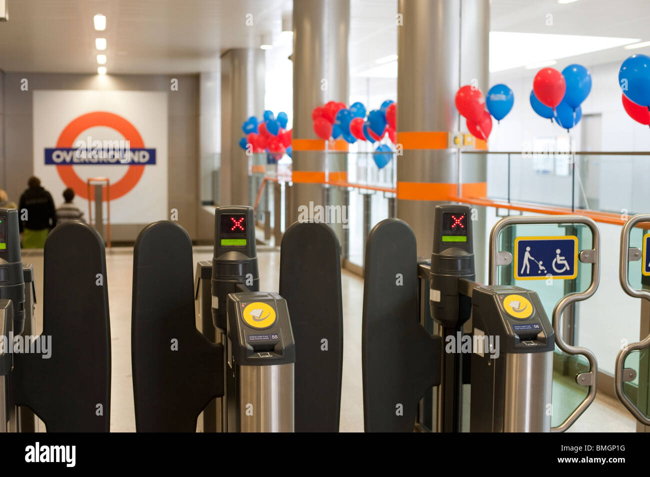 Balloons decorating Dalston Station during opening celebration,Hackney ...