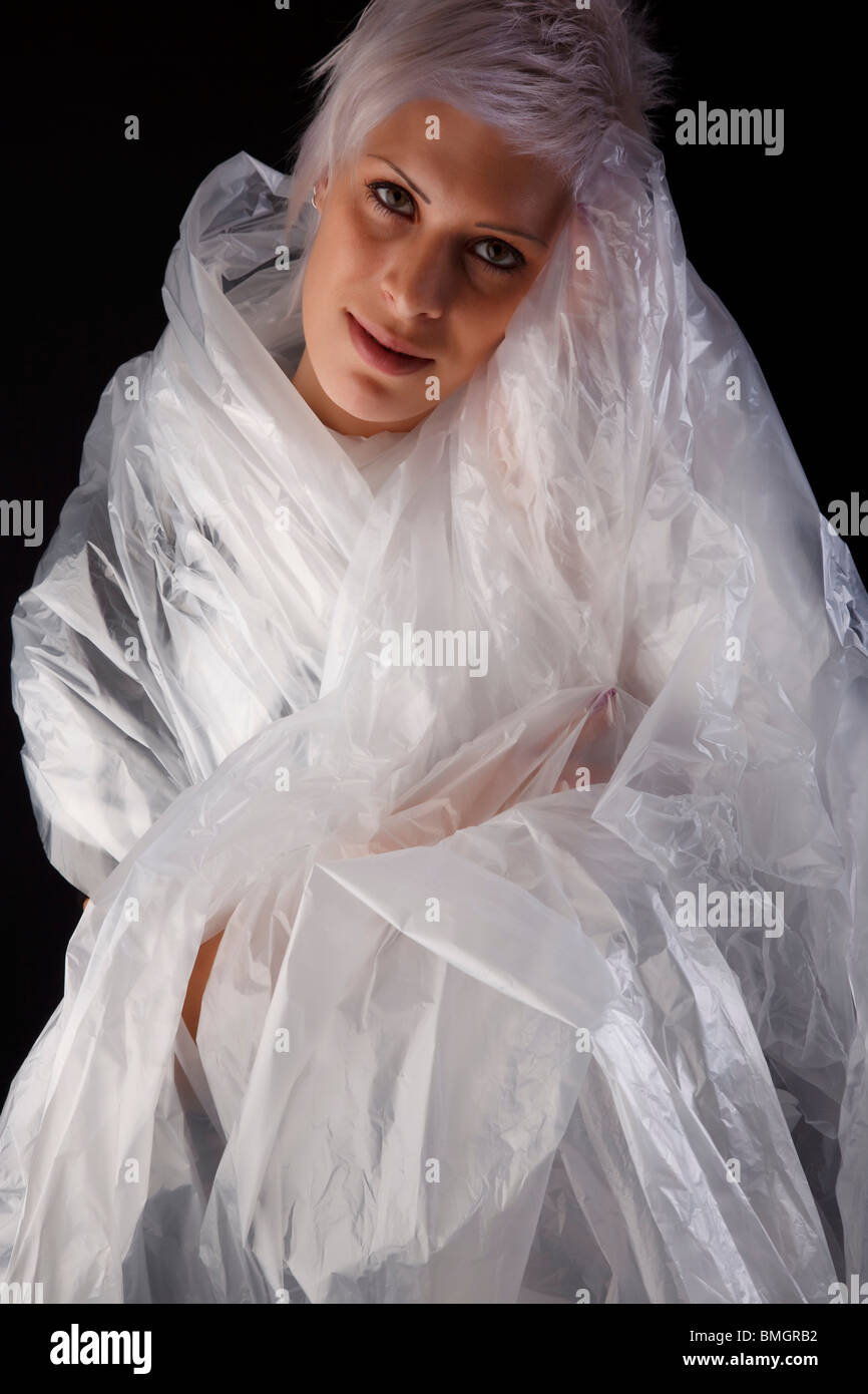 woman with plastic dress Stock Photo - Alamy