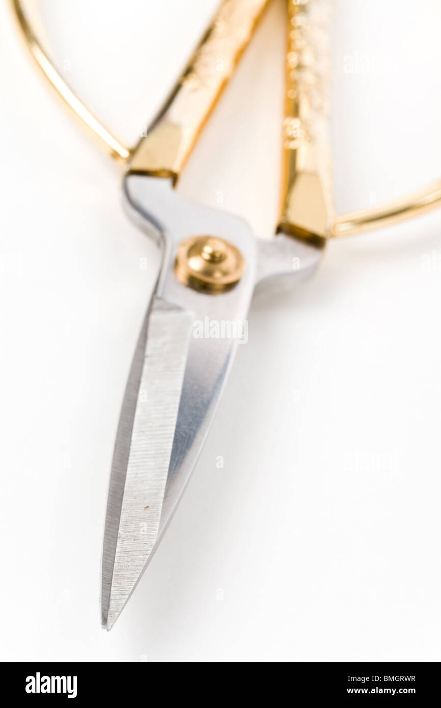 Golden Scissors close up shot Stock Photo - Alamy