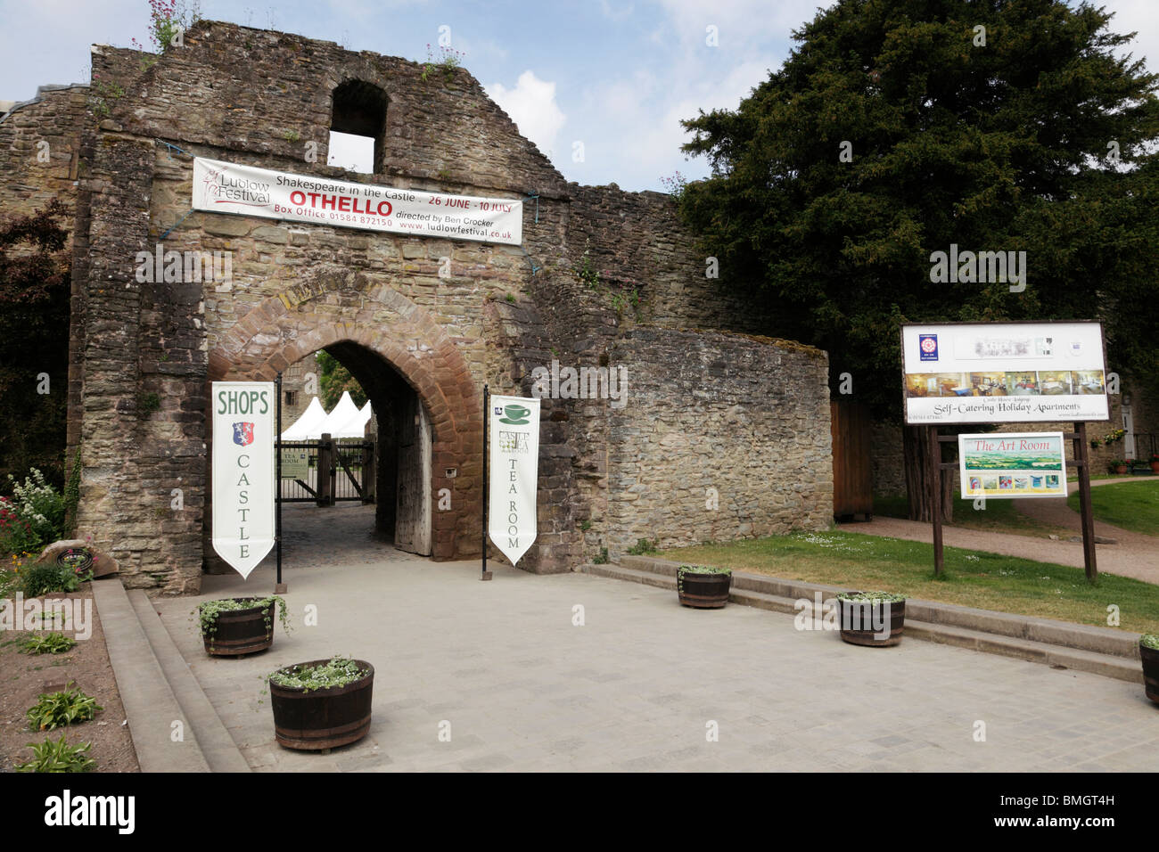 Entrance to Ludlow Castle a medieval ruined castle home to major ...