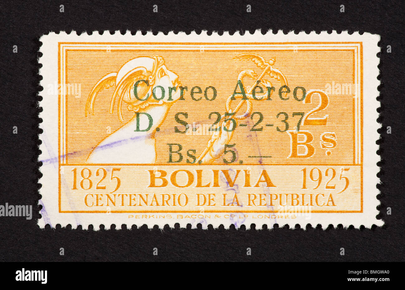 Postage stamp from Bolivia depicting Mercury, for the centennial of ...