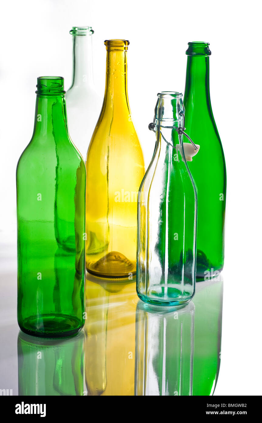 colored empty bottles Stock Photo - Alamy