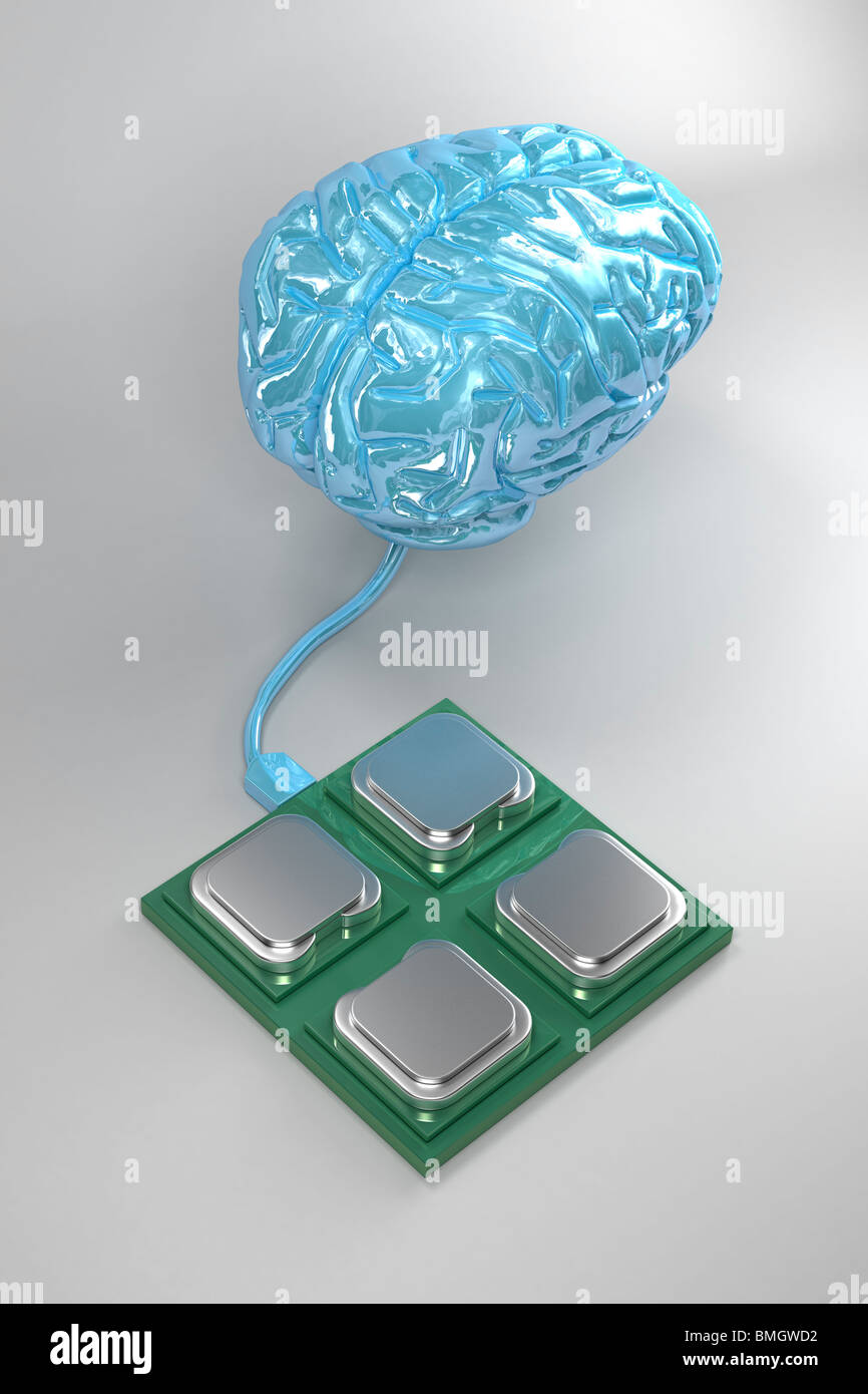 Brain with cable attached Stock Photo - Alamy
