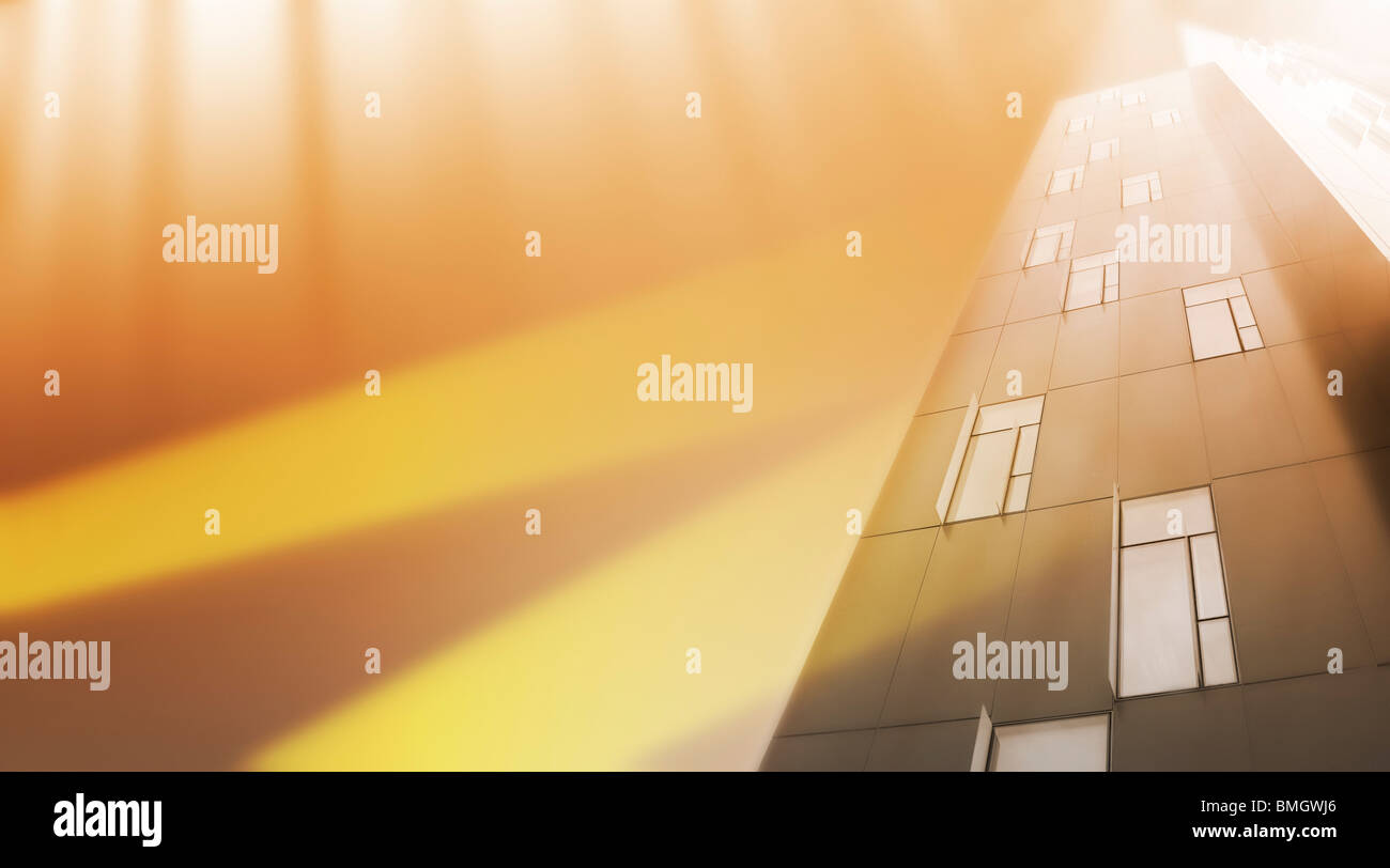 Modern skyscrapers covered with orange light Stock Photo - Alamy