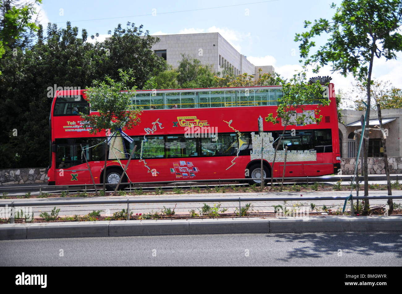 Israel, Jerusalem Double Decker Tourist Bus Stock Photo - Alamy