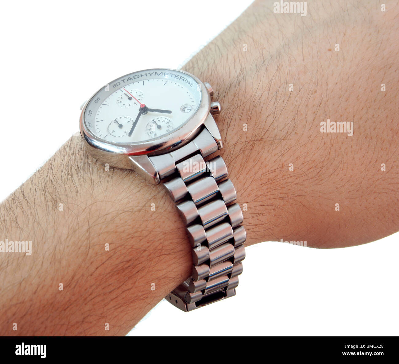 Beautiful Man watch with white background. Close up photo Stock Photo ...