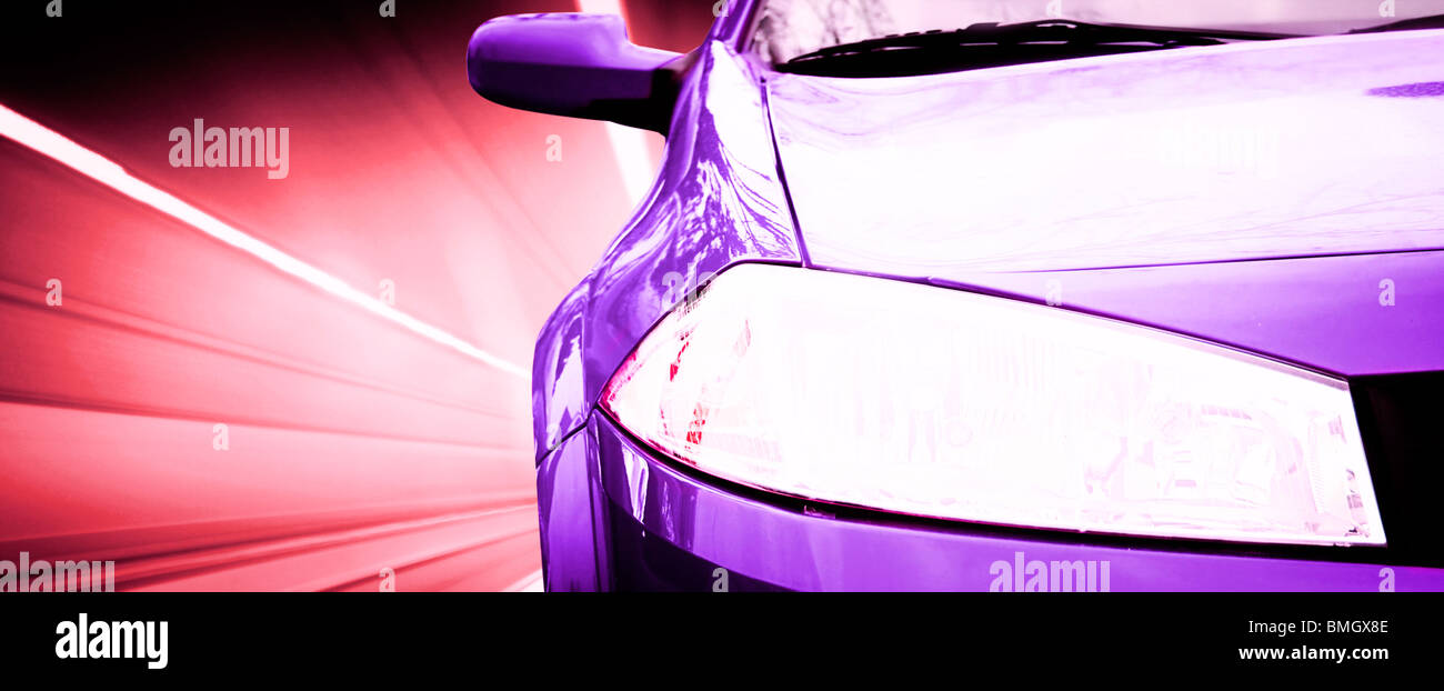 Great Car - Front side, half. On the road Stock Photo - Alamy