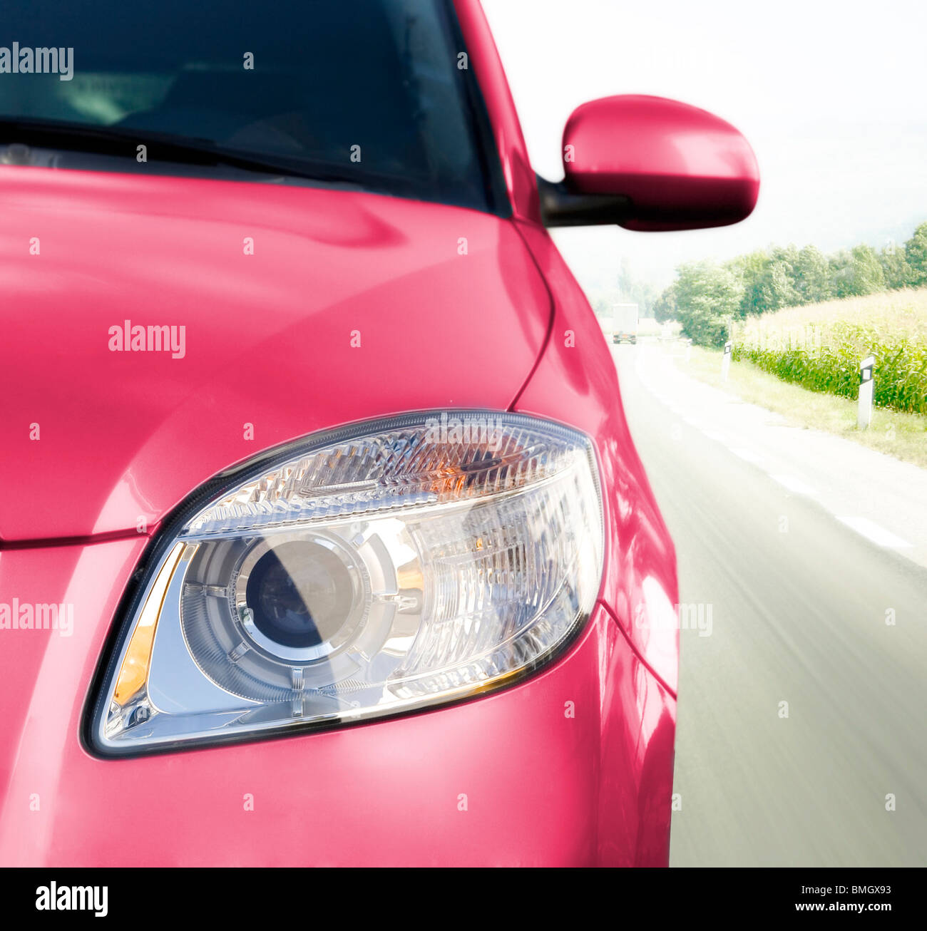 Great Car - Front side, half. On the road Stock Photo - Alamy