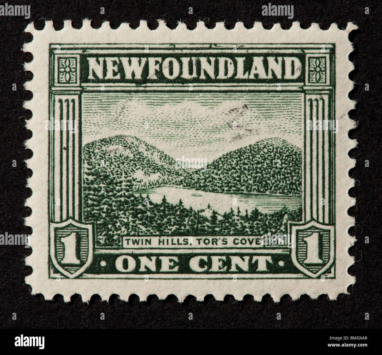 Postage stamp from Newfoundland depicting the Twin Hills, Tor's Cove ...