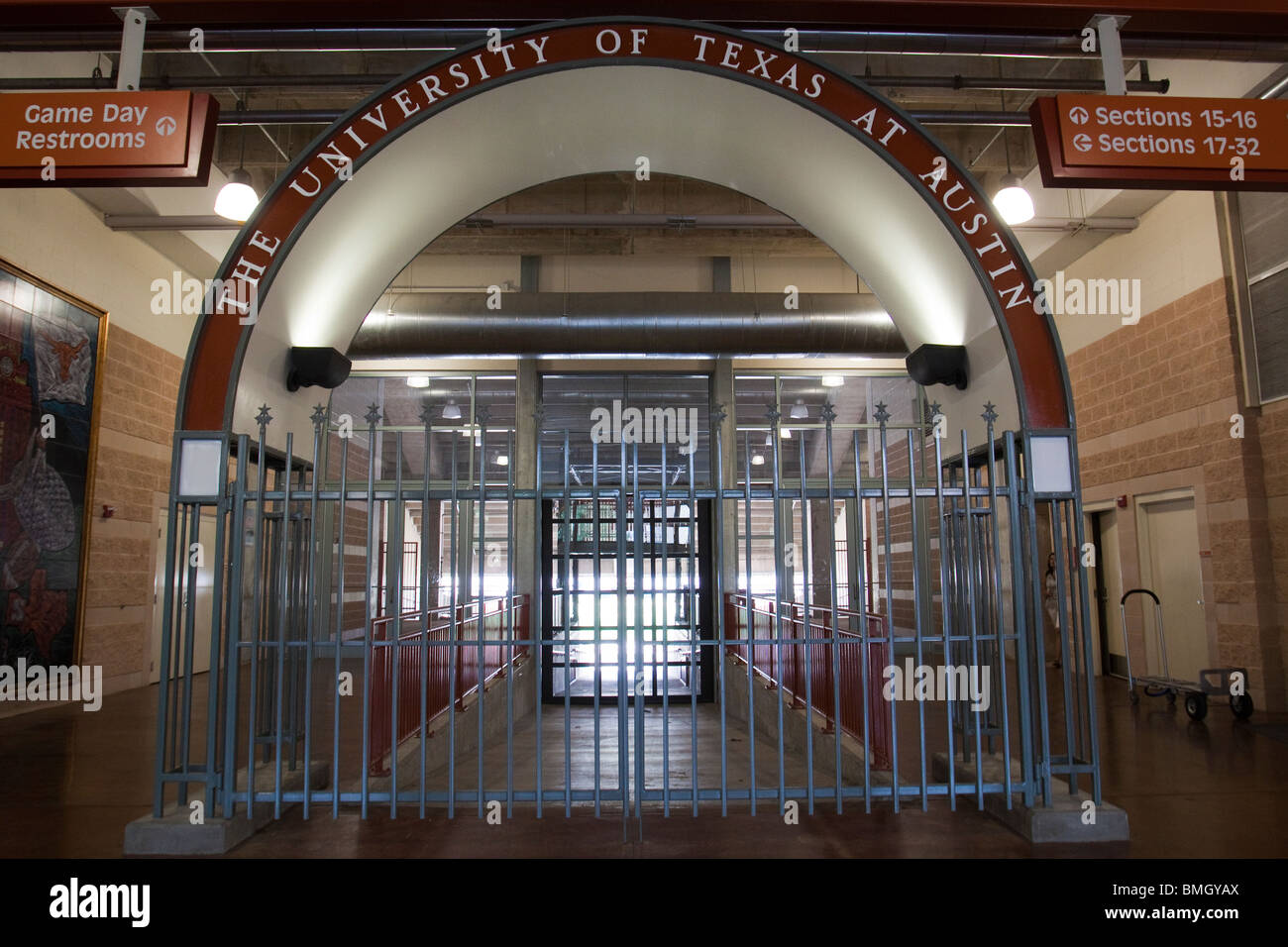 Entrance gate inside Darrell K Royal longhorn football stadium at ...