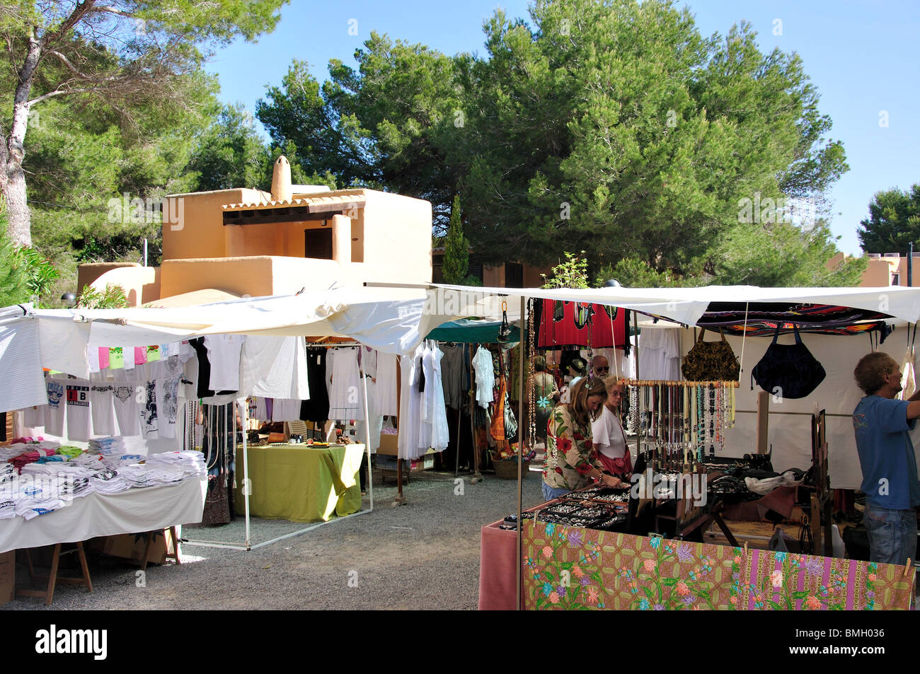 Colourful stalls, The Hippy Market, Punta Arabi, Es Cana, Ibiza ...
