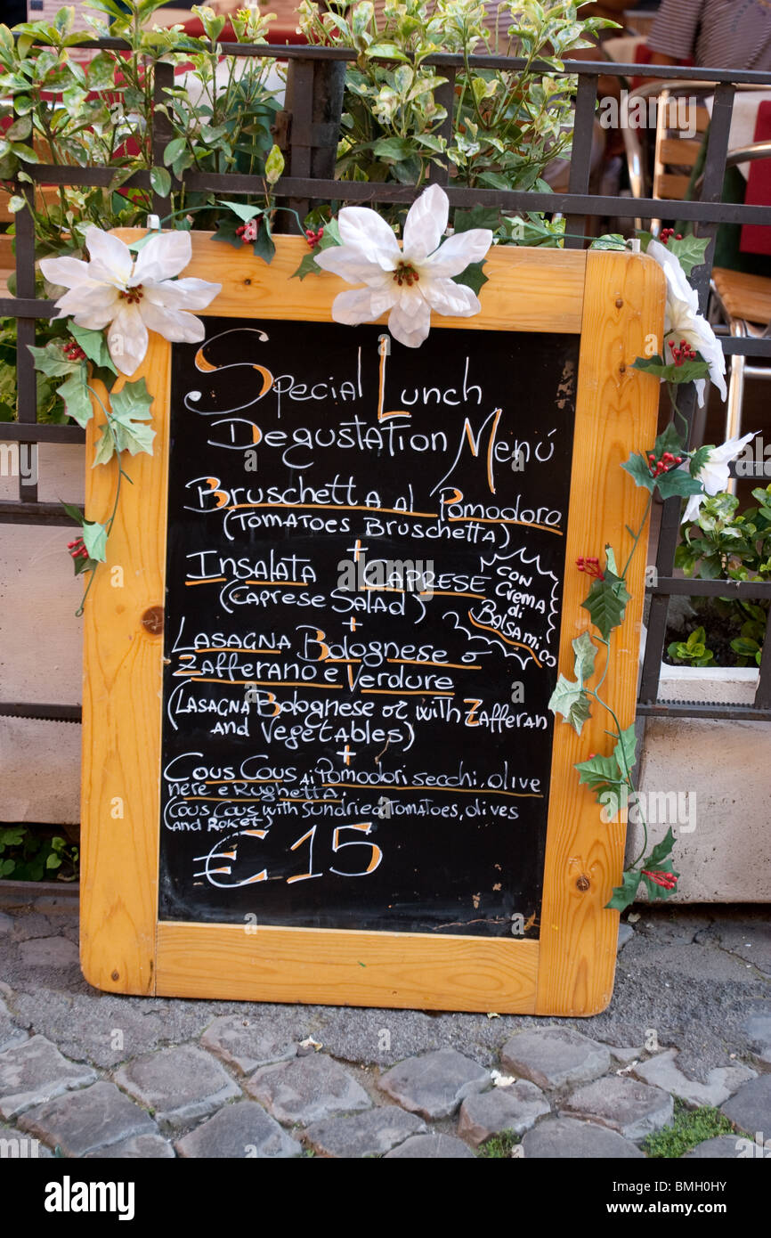 Menu' of restaurant bar pizzeria in Trastevere Rome Italy Stock Photo ...