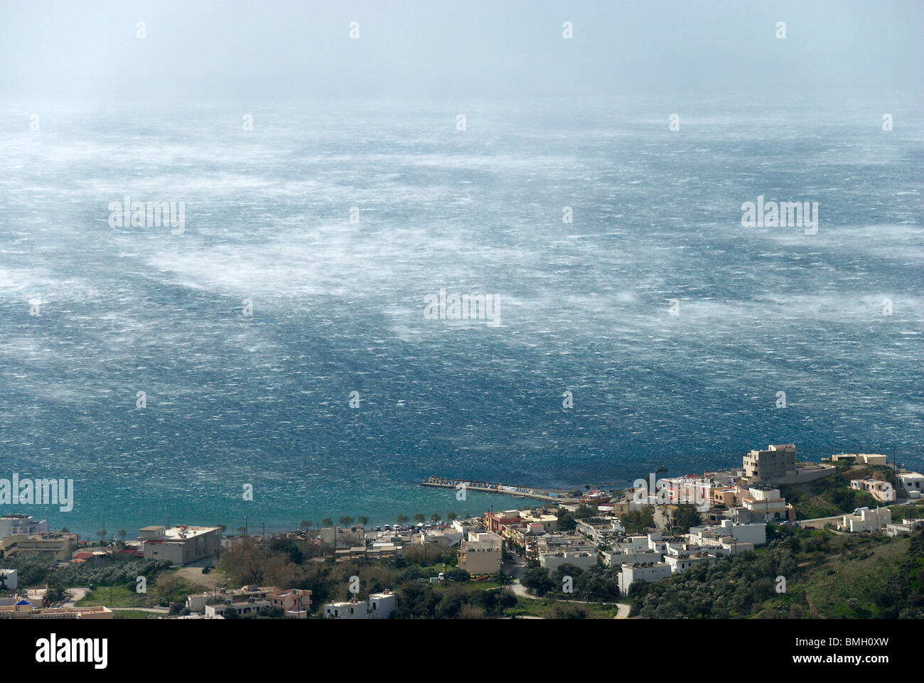 Windswept sea Crete Grece Stock Photo - Alamy