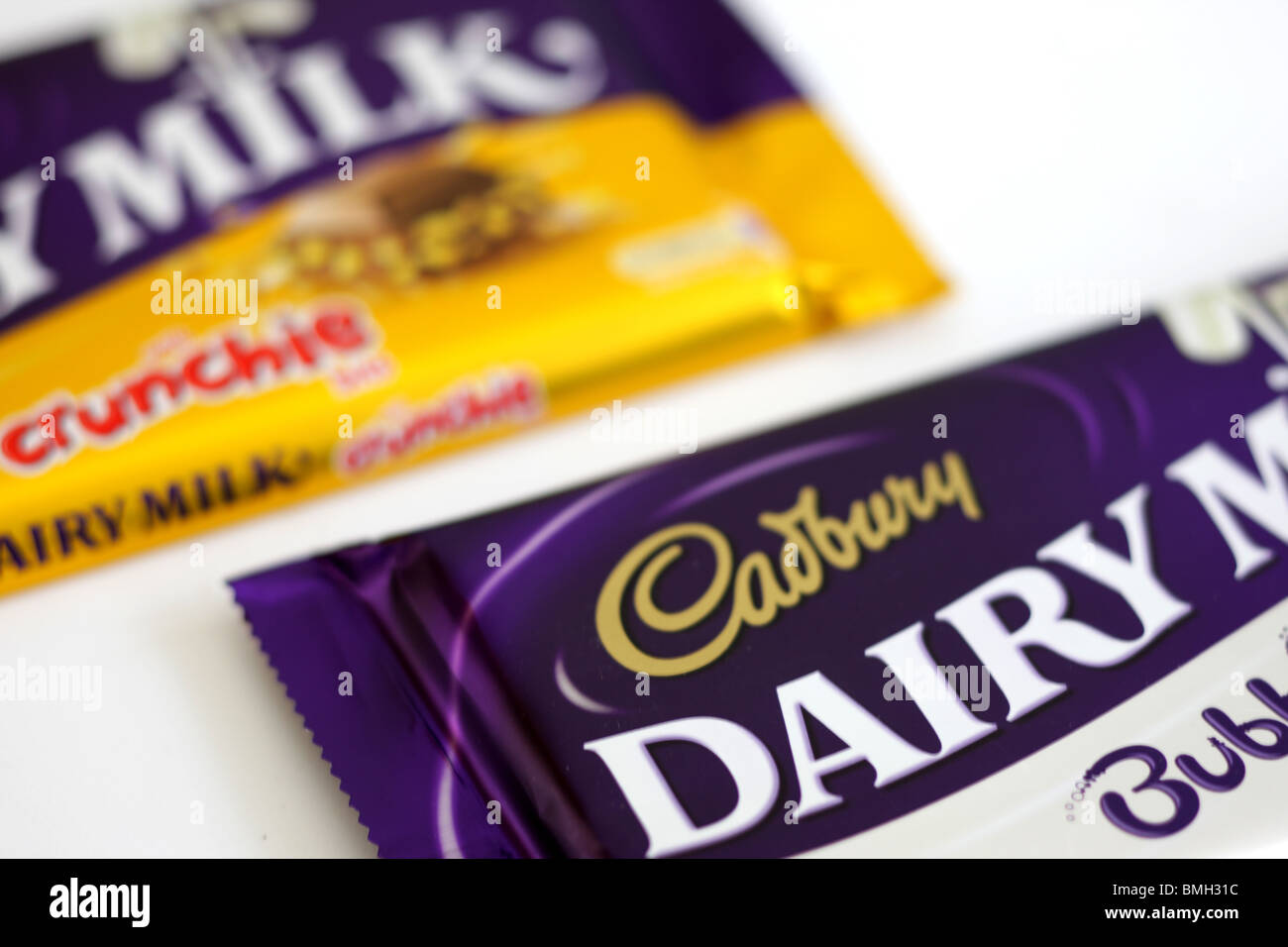 Cadburys Dairy Milk Bubbly and Crunchie Chocolate Bars Stock Photo - Alamy