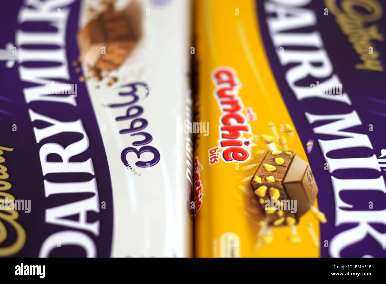 Cadburys Dairy Milk Bubbly and Crunchie Chocolate Bars Stock Photo - Alamy