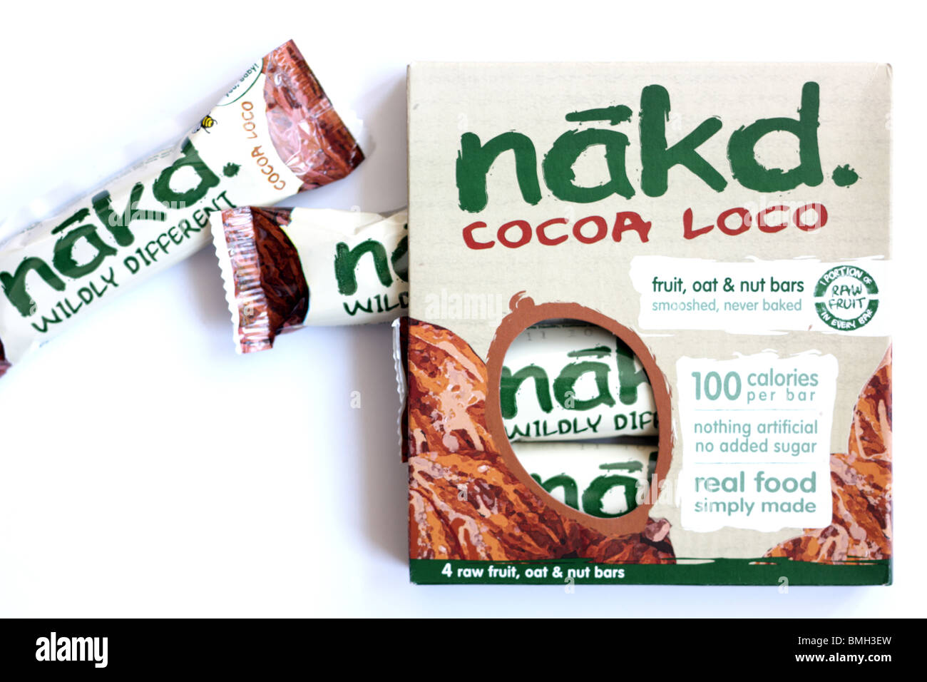 Nakd Cocoa Loco Fruit Oat and Nut Cereal Bars Stock Photo - Alamy