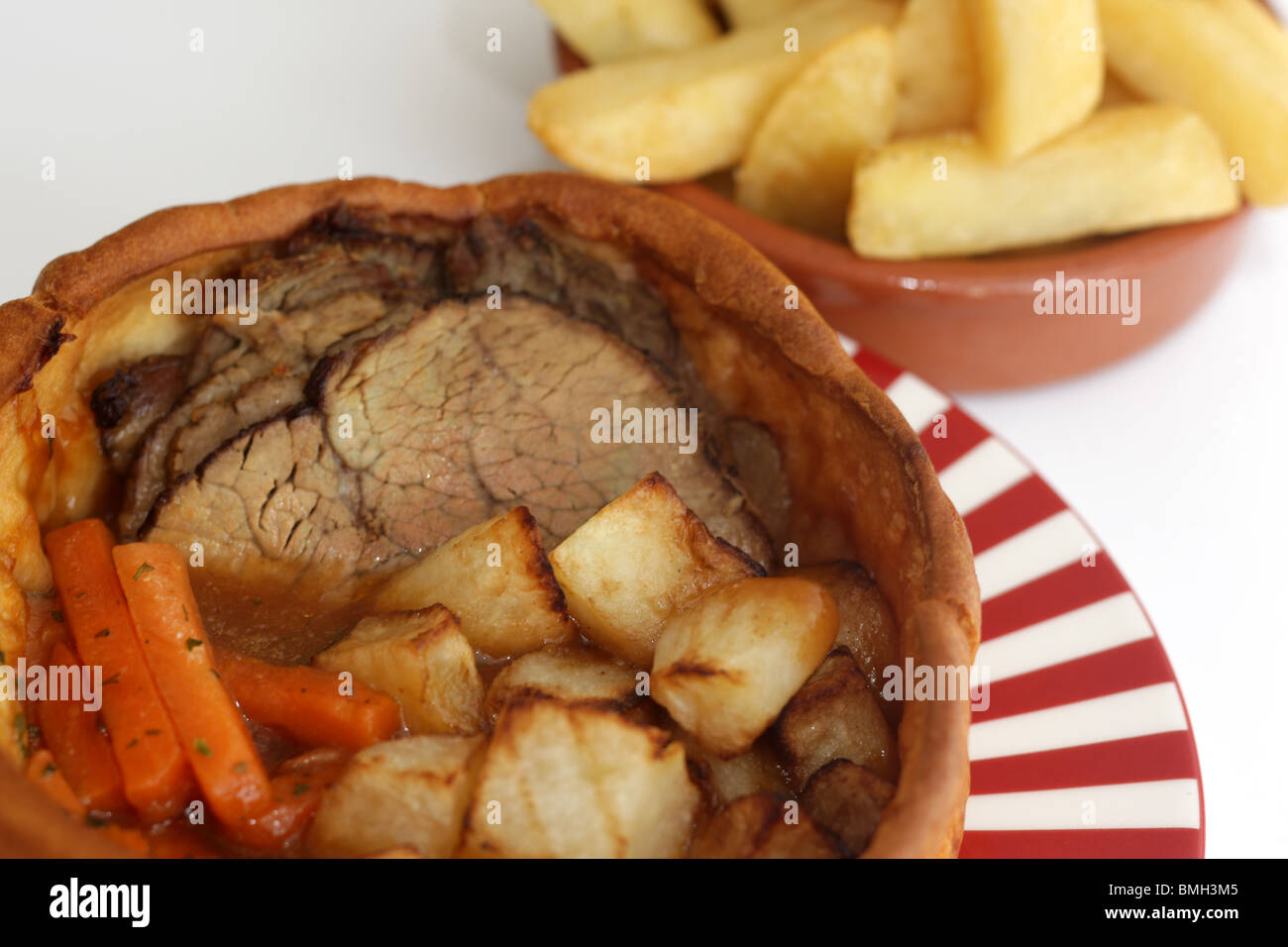 Freshly Filled Giant Yorkshire Pudding With Lean Roast Beef, Potatoes ...