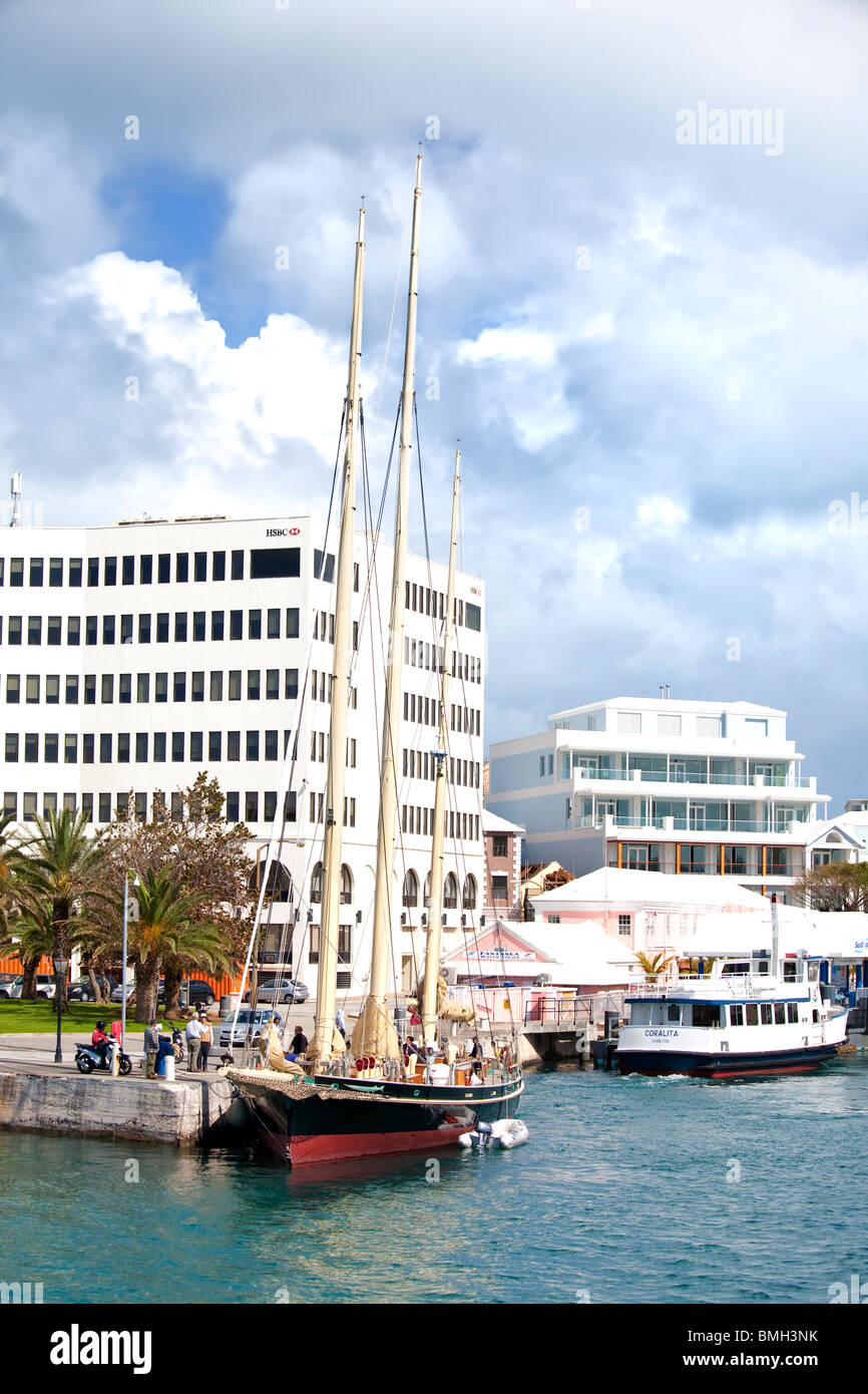 Waterfront of Hamilton Bermuda with the tall ship 'The Spirit of ...