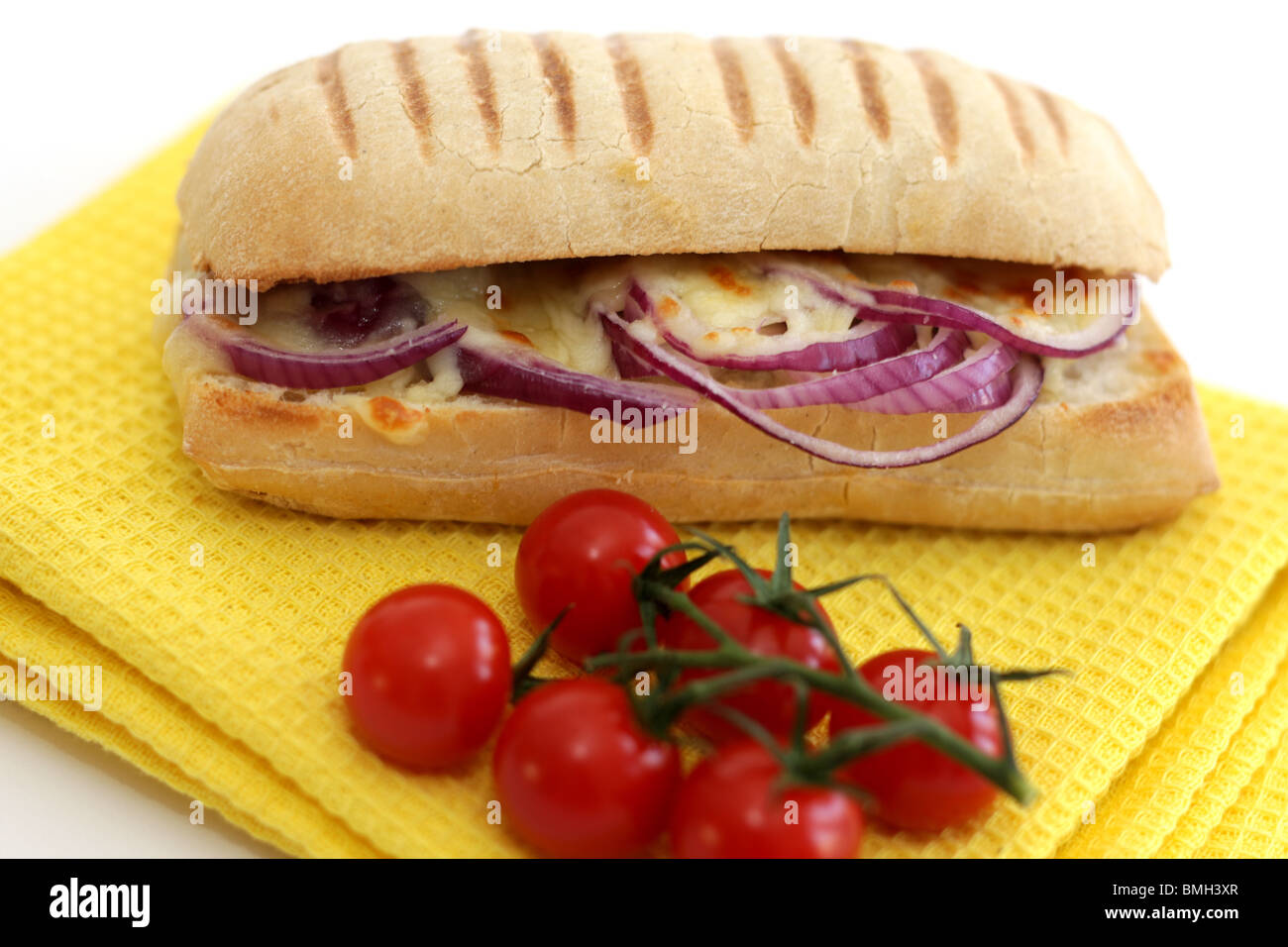 Cheese and Onion Panini Roll Stock Photo - Alamy