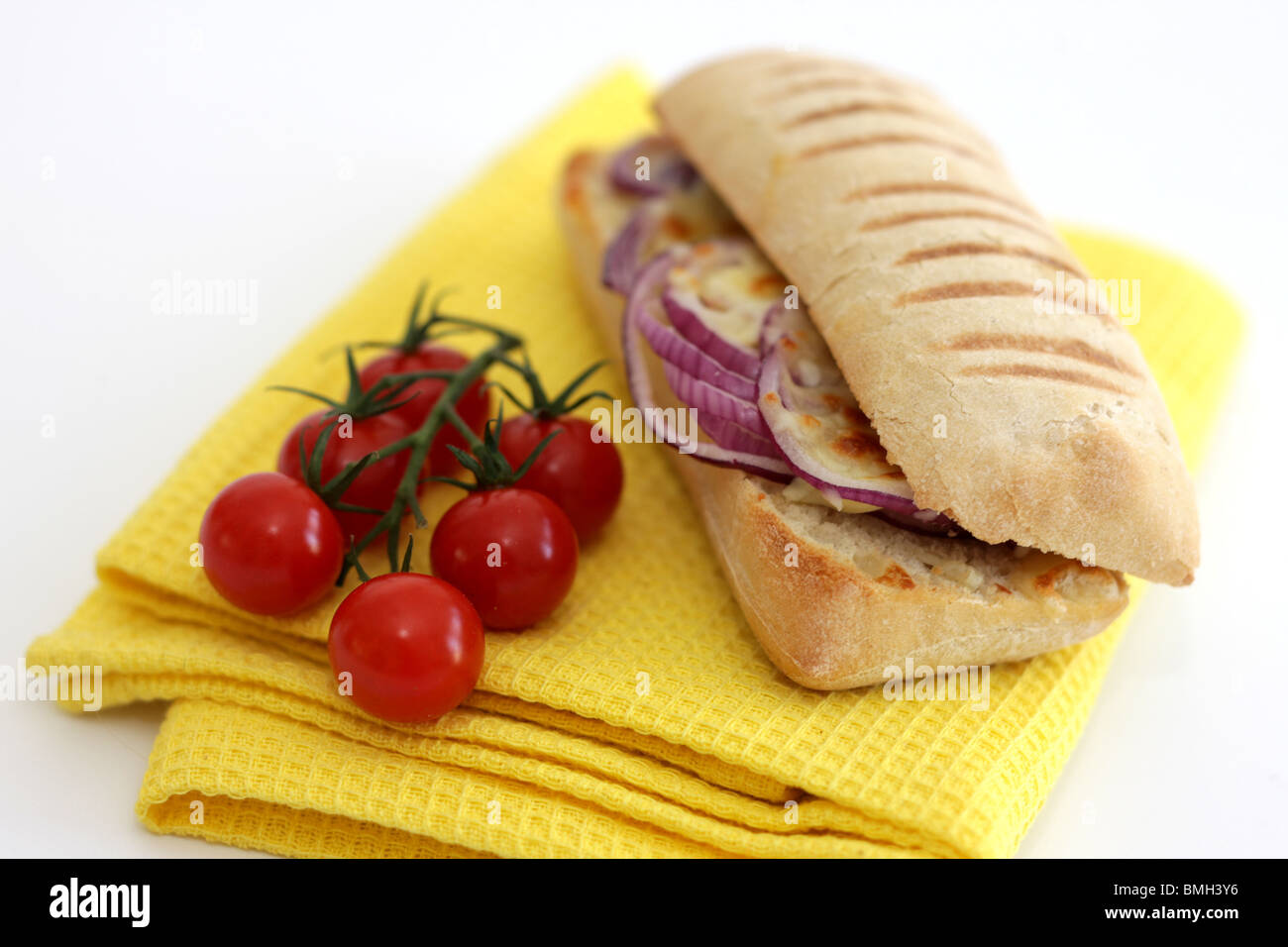 Cheese and Onion Panini Roll Stock Photo - Alamy