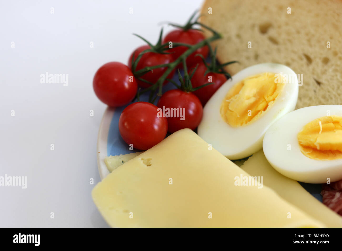 Salami with Cheese and Boiled Egg Stock Photo - Alamy