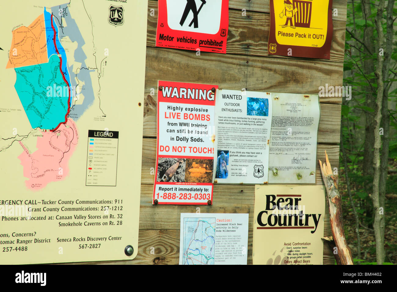 Sign Board at Rohrbaugh Trail Trailhead, Dolly Sods Wilderness Area ...