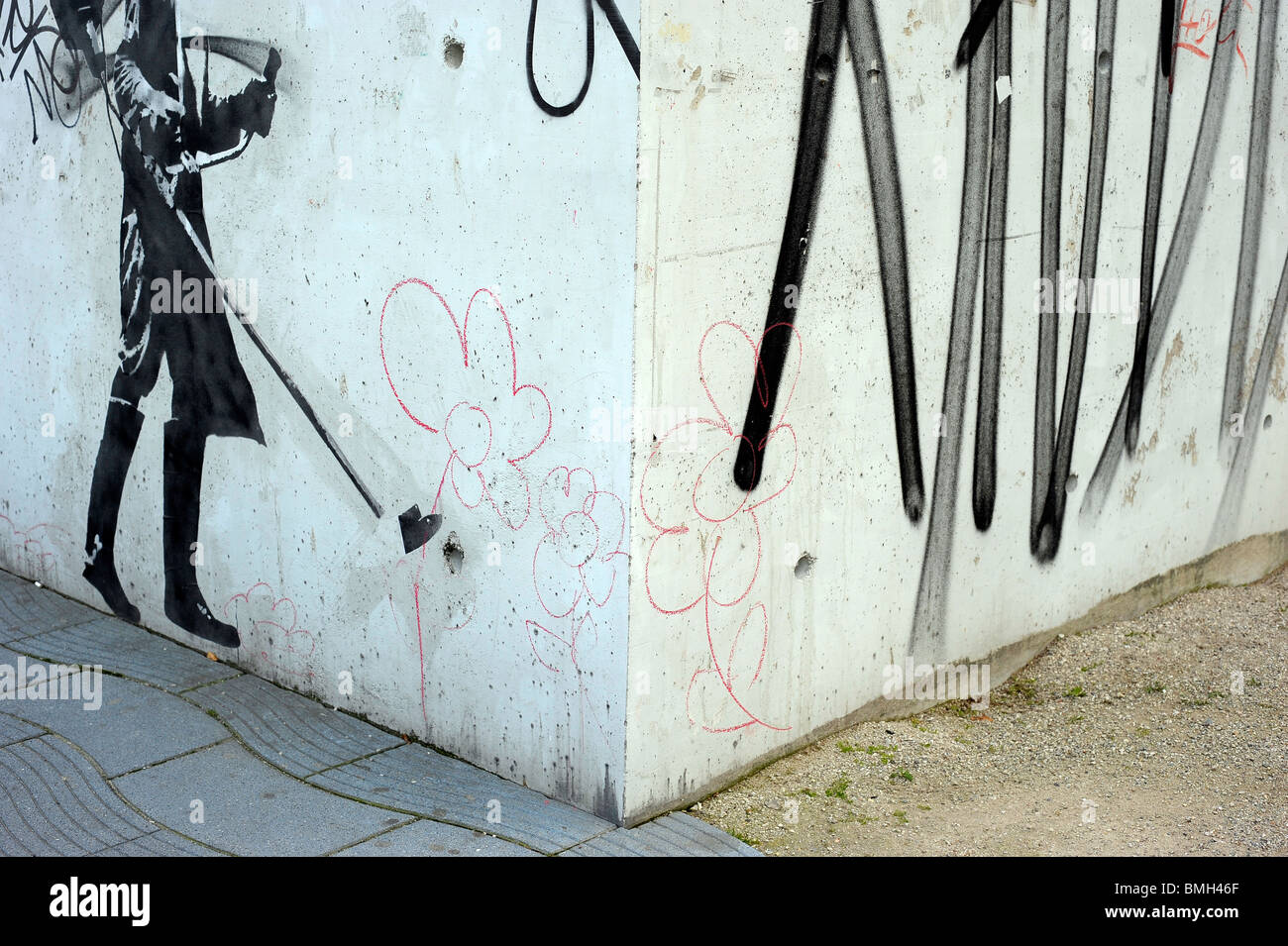 LET wheatpaste graffiti artwork minesweeper dusseldorf Stock Photo - Alamy