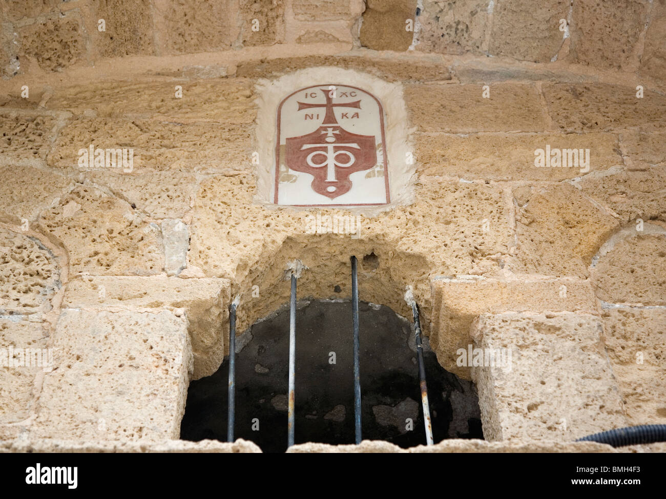 Greek Orthodox sign above window, church in Old Yafo - Tel Aviv Stock ...