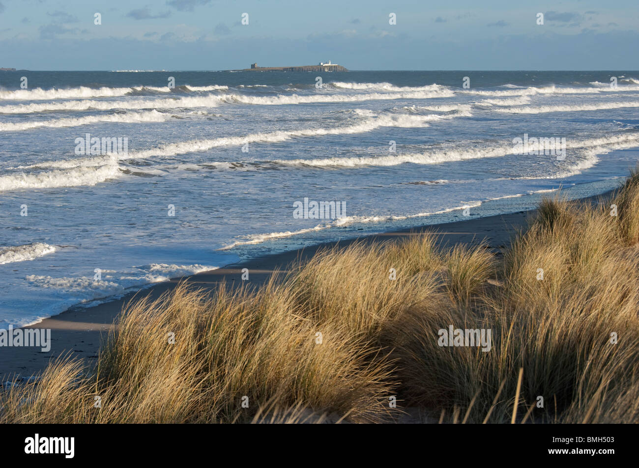 Bamburgh beach, Farne Islands, Northumberland, England UK Stock Photo ...