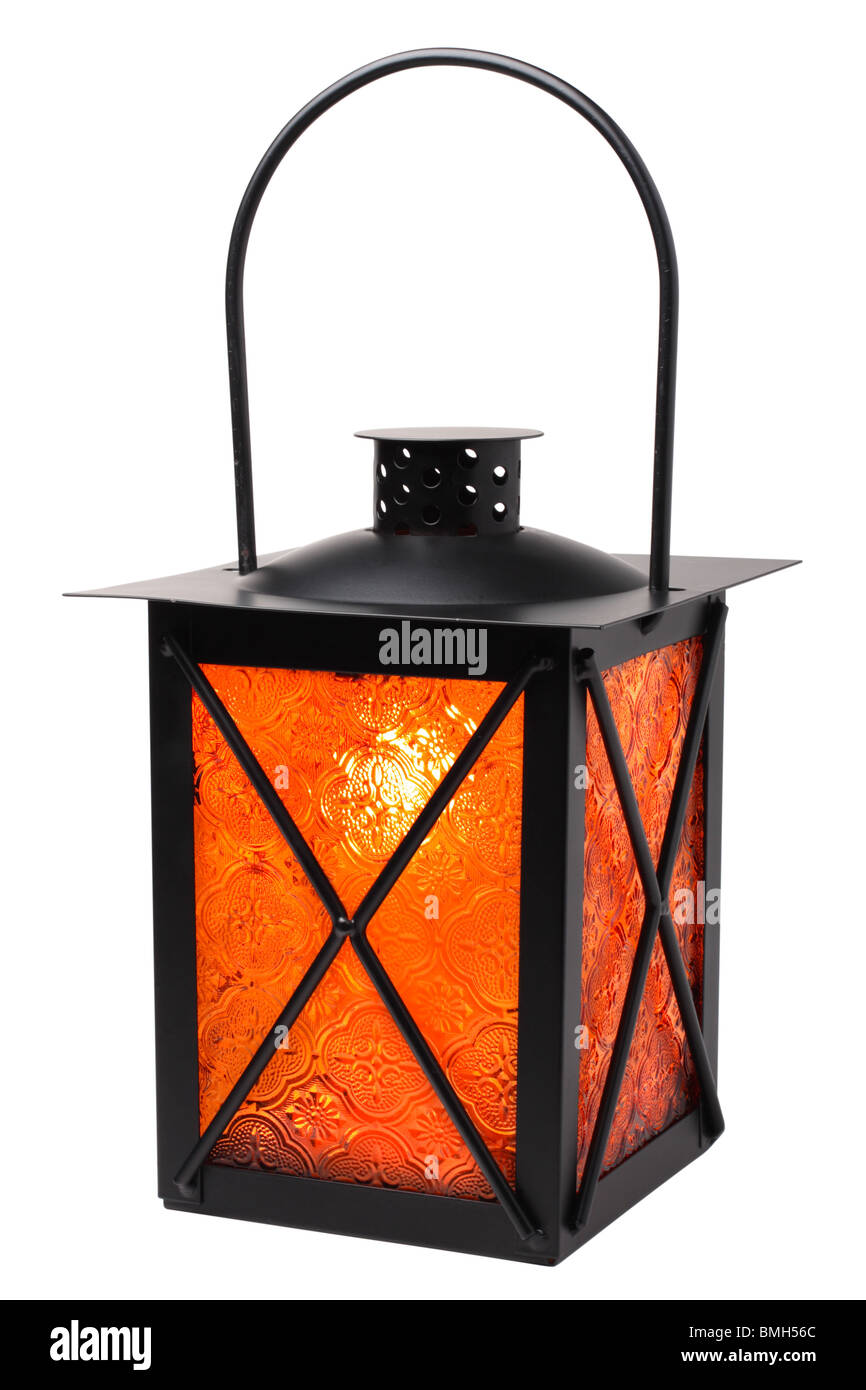 Lantern burning candle on Cut Out Stock Images & Pictures - Alamy