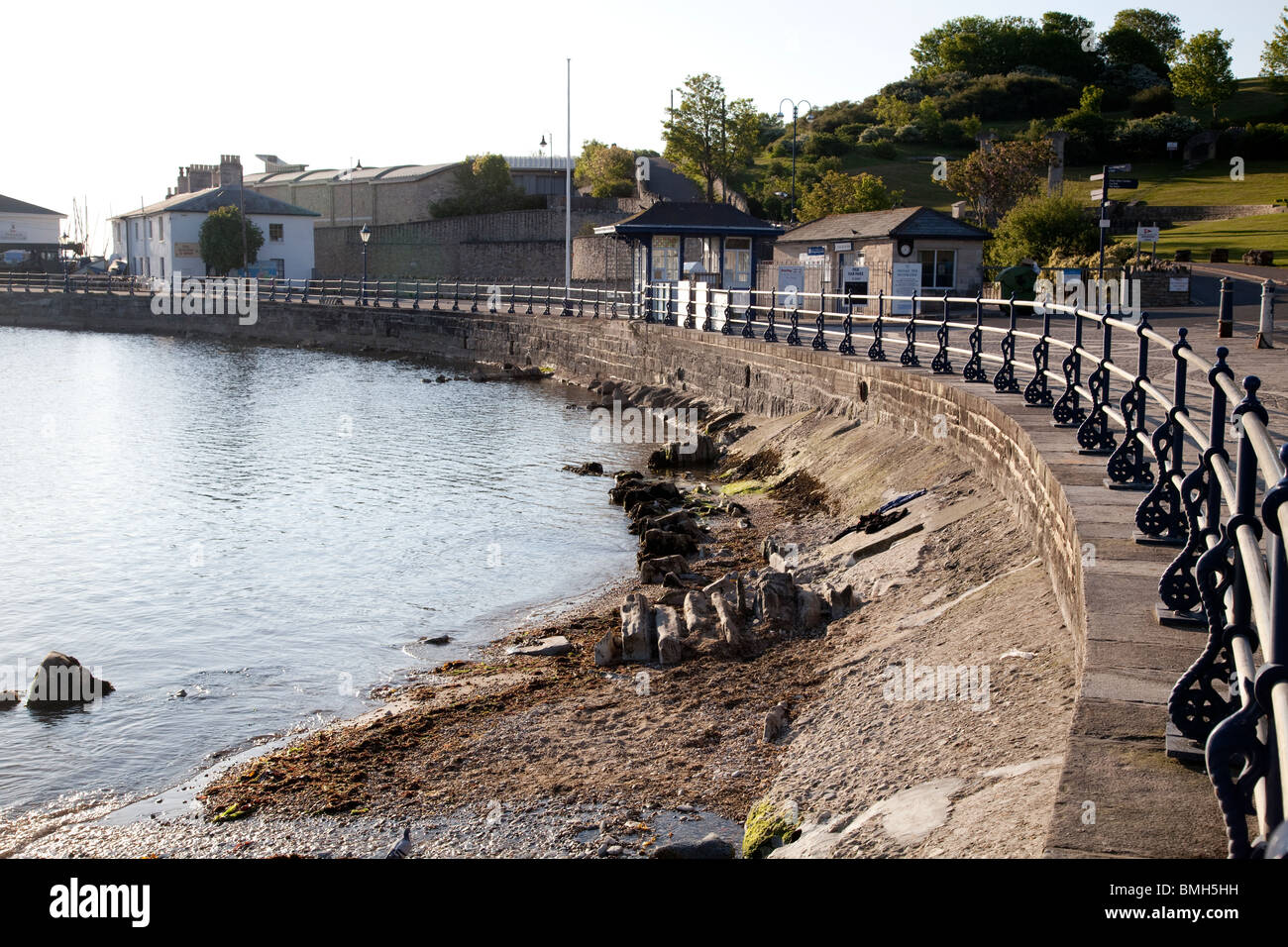 stone groynes and sea wall at Swanage bay Stock Photo - Alamy