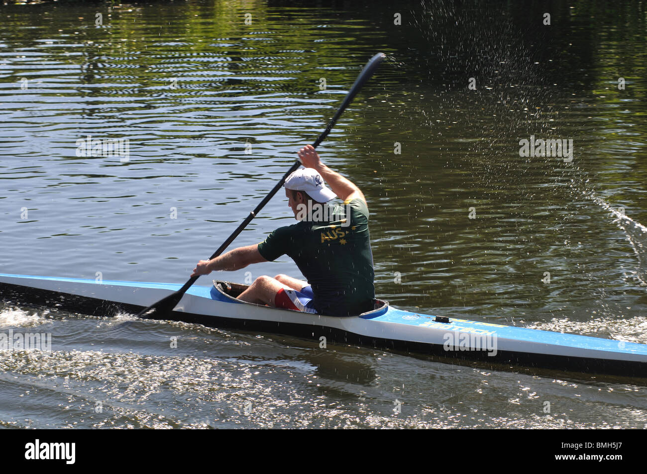Man in canoe on River Avon, Warwick, UK Stock Photo - Alamy
