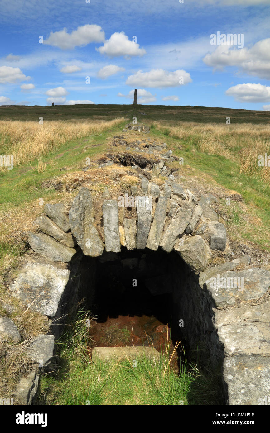 A Cupola smelt mill chimney, at Yarnbury on Grassington Moor ...