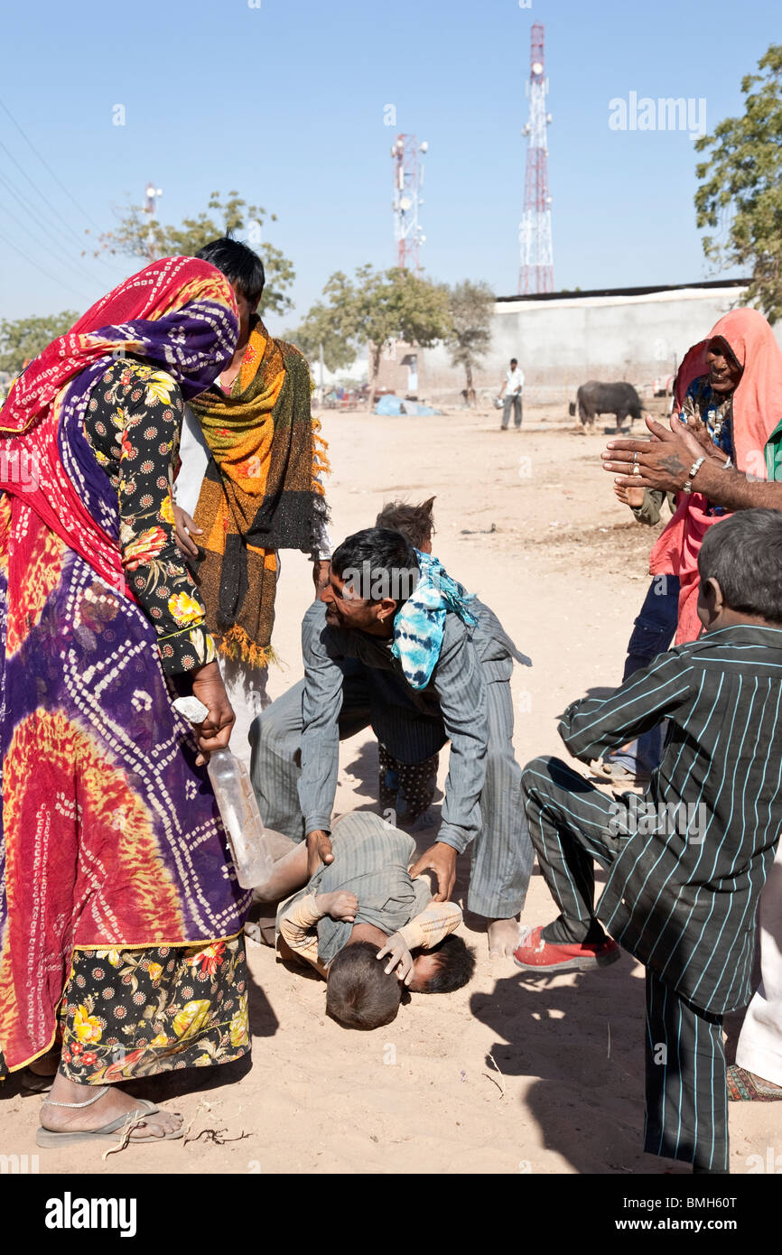Gipsy boys fighting. Nagaur. Rajasthan. India Stock Photo - Alamy