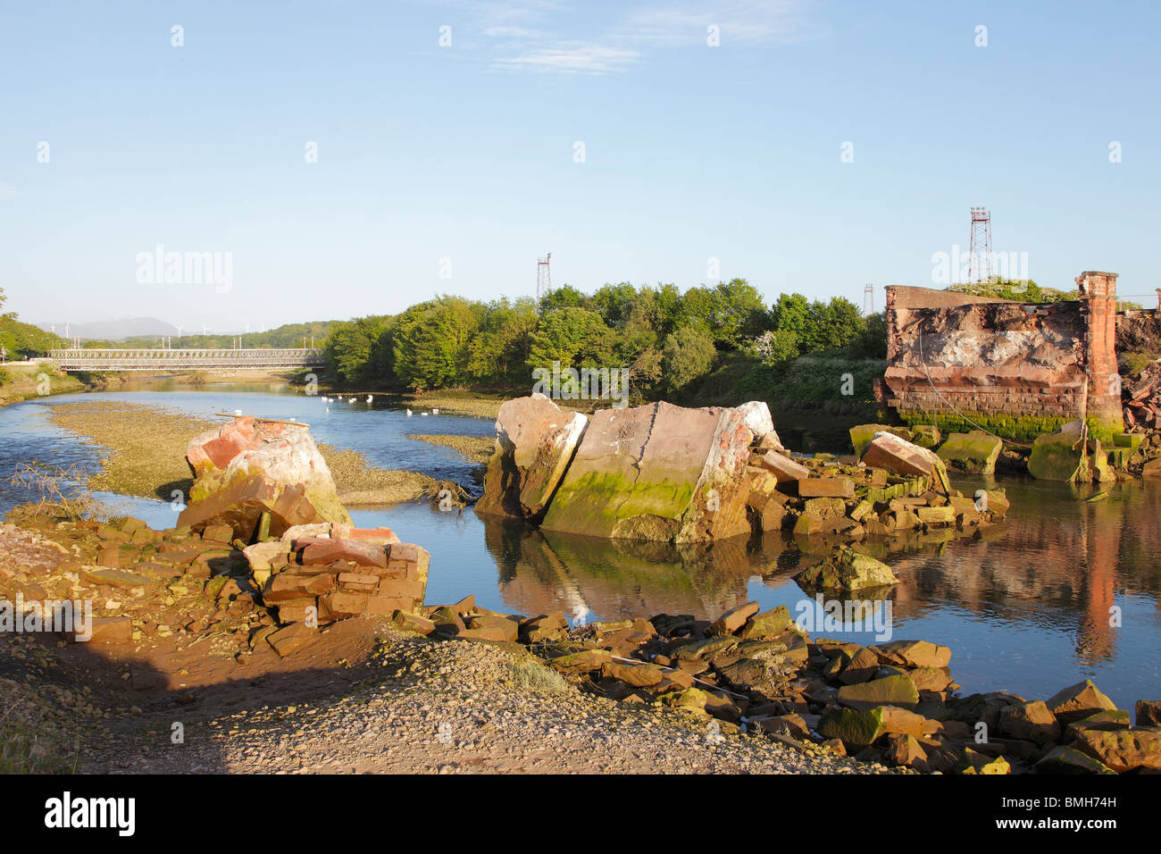Rubble of the Northside Bridge which collapsed due to flooding in ...