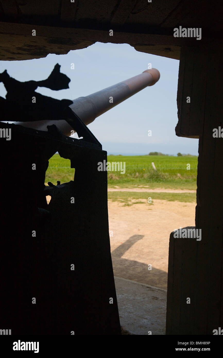 German gun emplacements at Longues sur mer, Normandy, France Stock ...