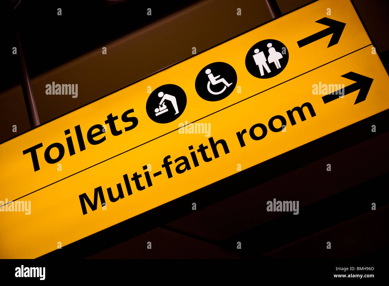 London Heathrow Airport Terminal 5 - sign for toilets including ...