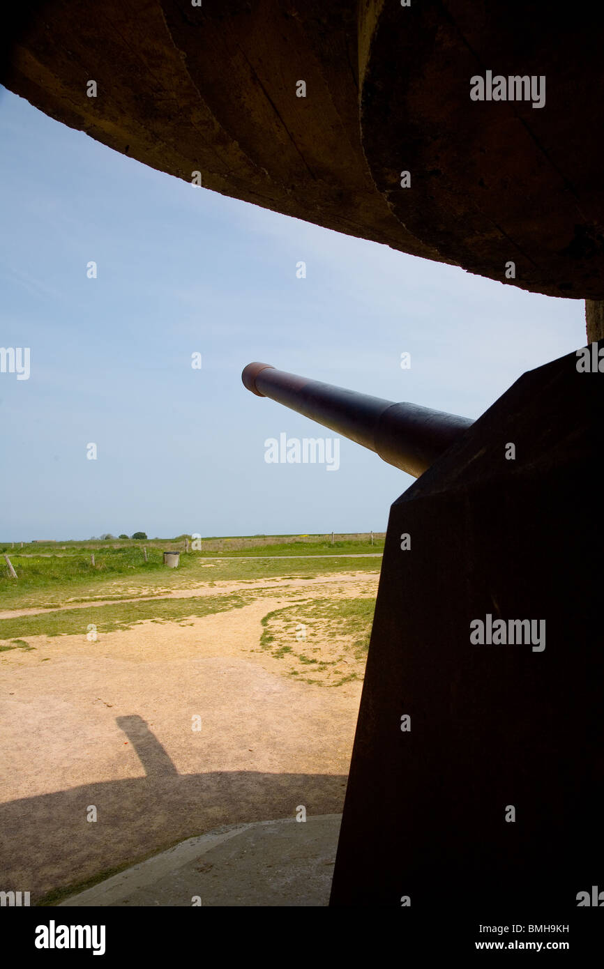 German gun emplacements at Longues sur mer, Normandy, France Stock ...