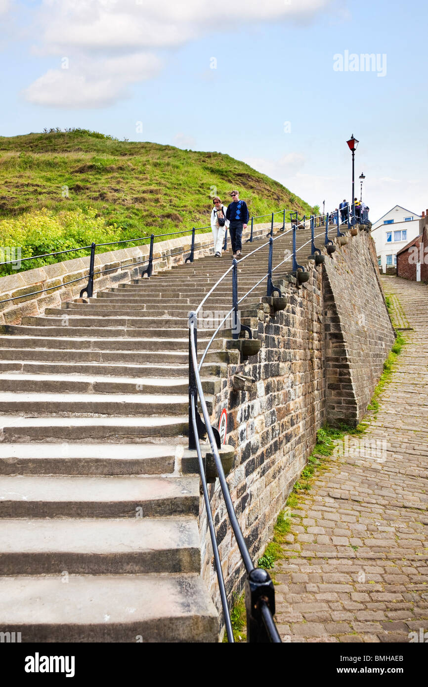 Tourists on the Whitby Steps Whitby North Yorkshire England UK Stock ...