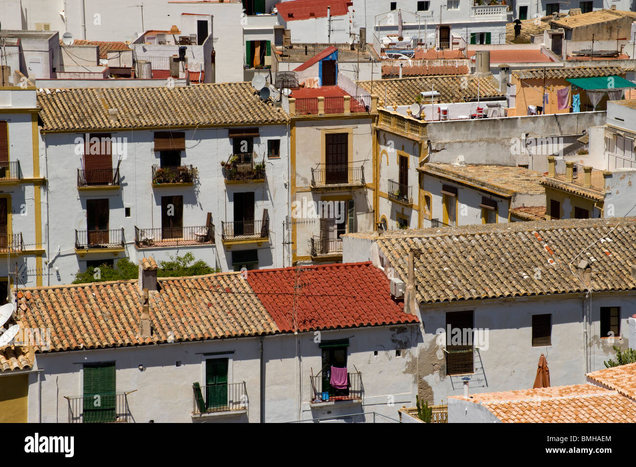 Rooftops across Ibiza Town , Ibiza, Spain Stock Photo - Alamy