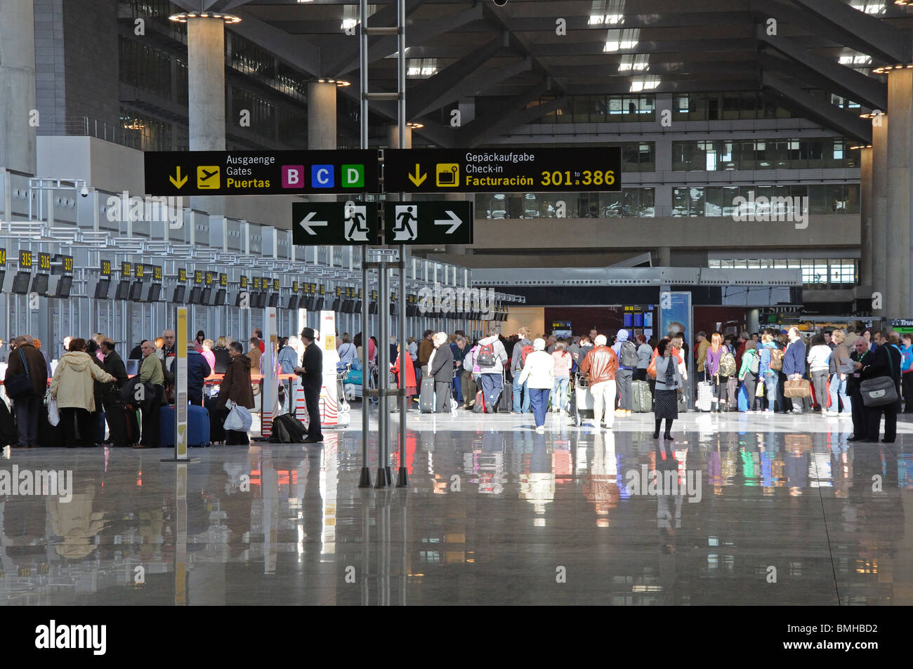 Terminal 3 check-in hall, Malaga Airport, Malaga, Costa del Sol, Malaga ...