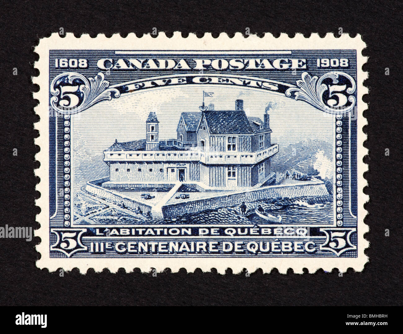 Postage stamp from Canada honoring the founding of Quebec Stock Photo ...