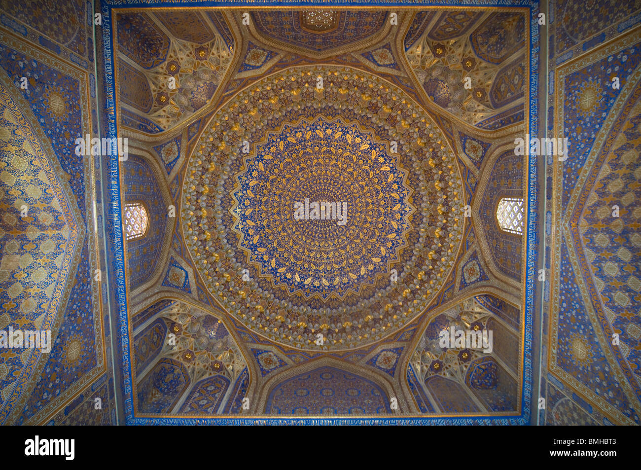 Inside shot of the Tilla Kari Medressa at the Registan, Samarkand ...