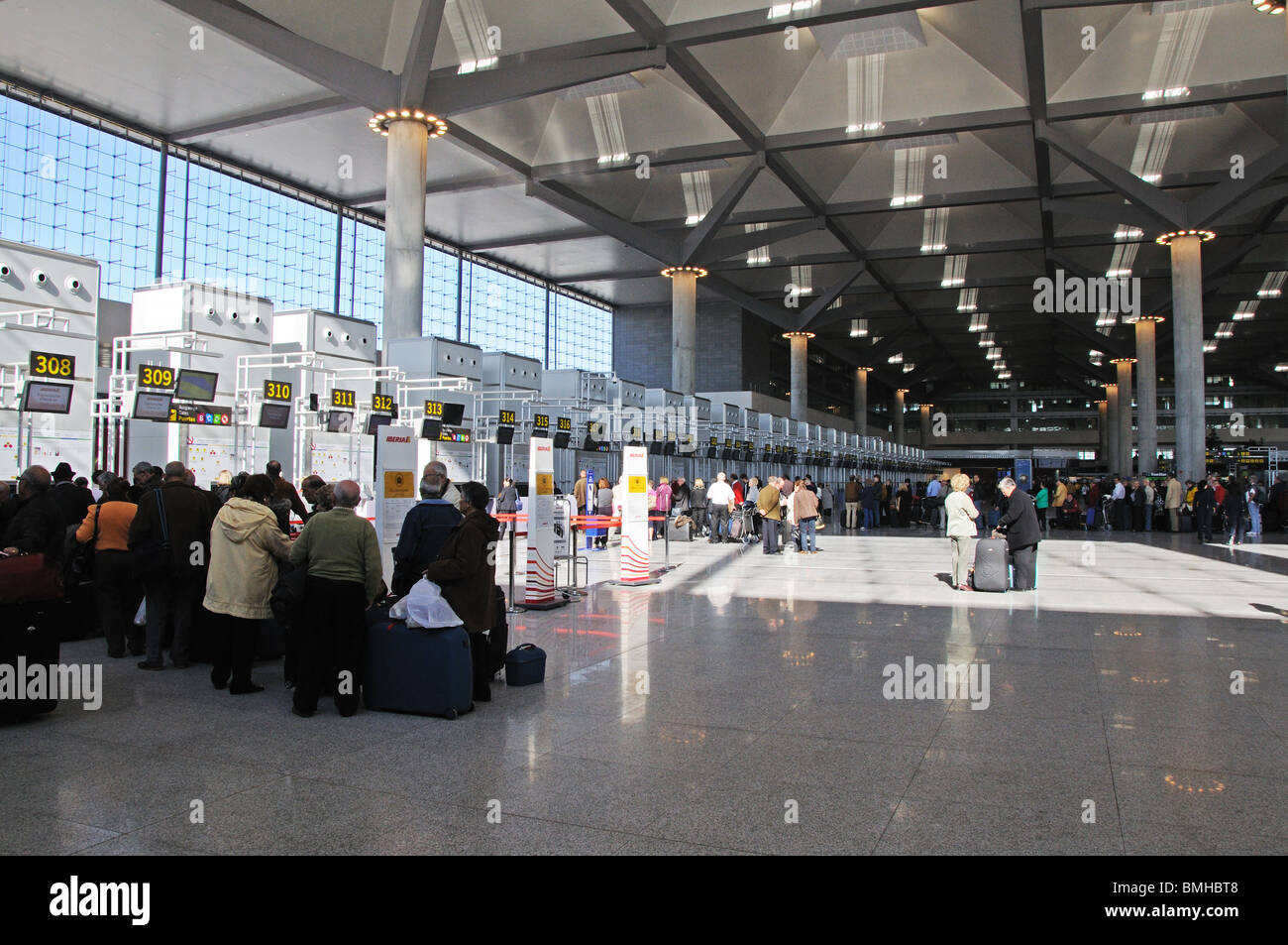 Terminal 3 check-in hall, Malaga Airport, Malaga, Costa del Sol, Malaga ...