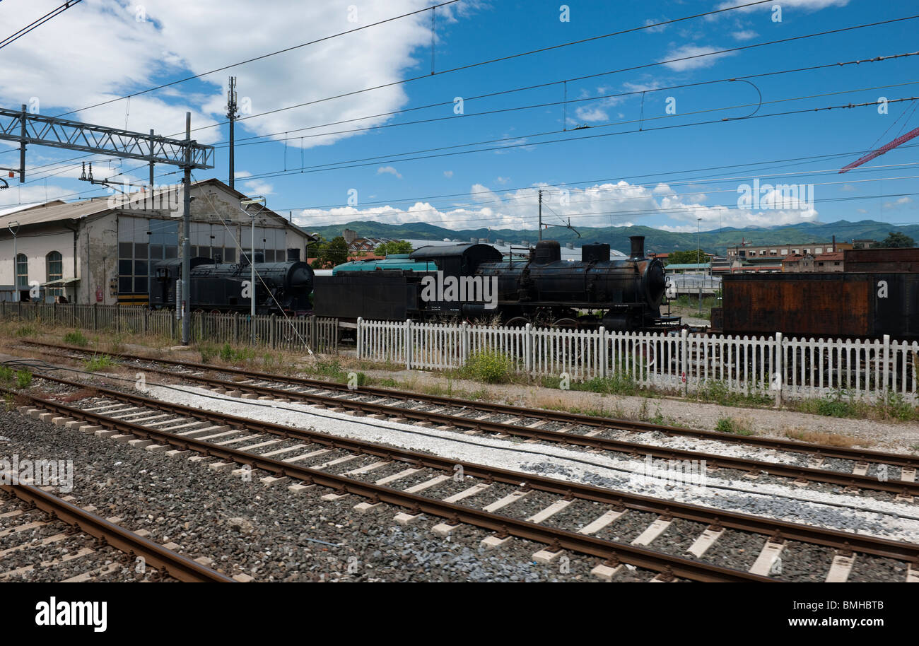 Old steam locomotives at Pistoia Station, Tuscany, Italy-1 Stock Photo ...