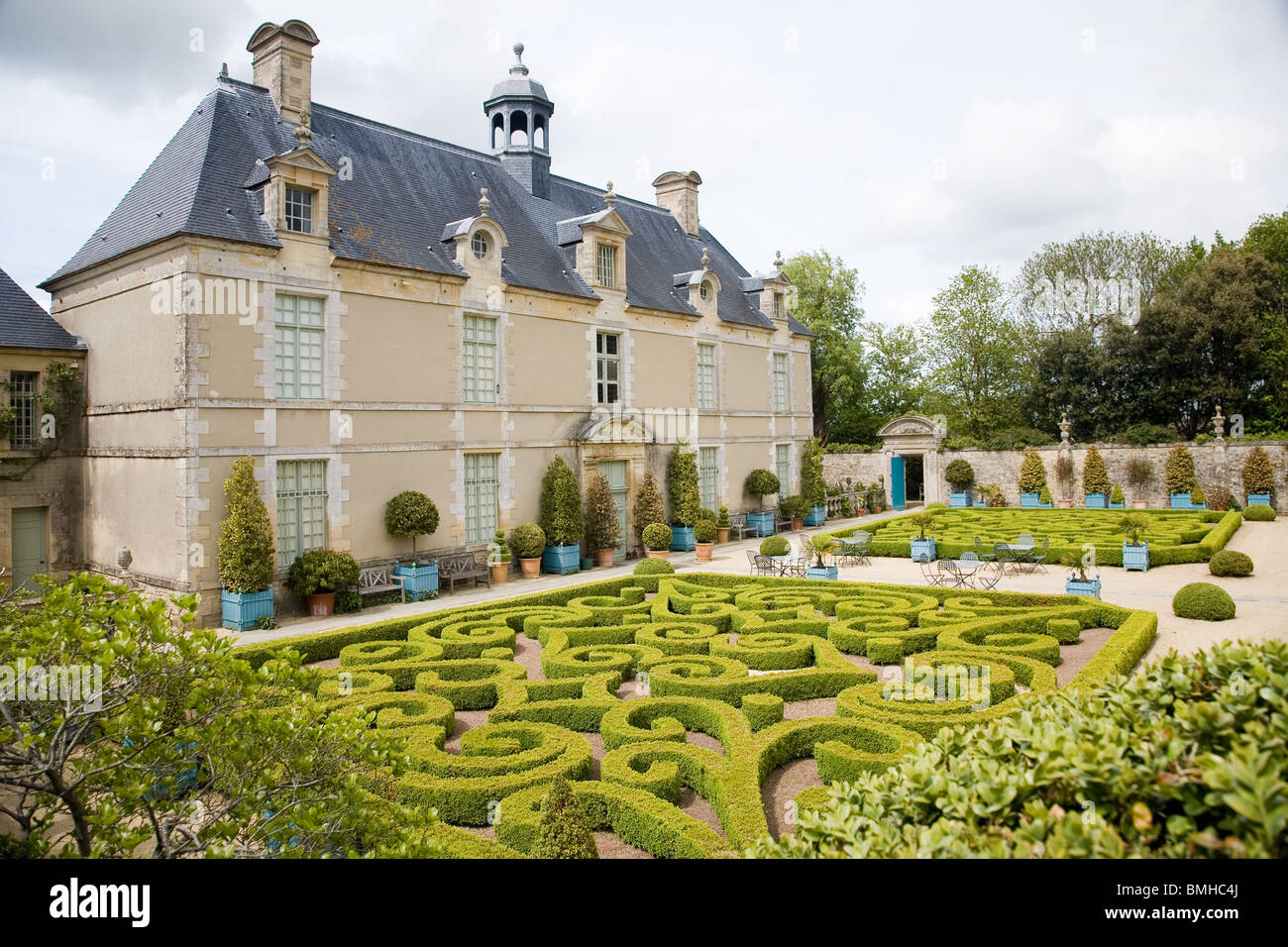 The formal gardens of Chateau De Brecy, Normandy, France Stock Photo ...